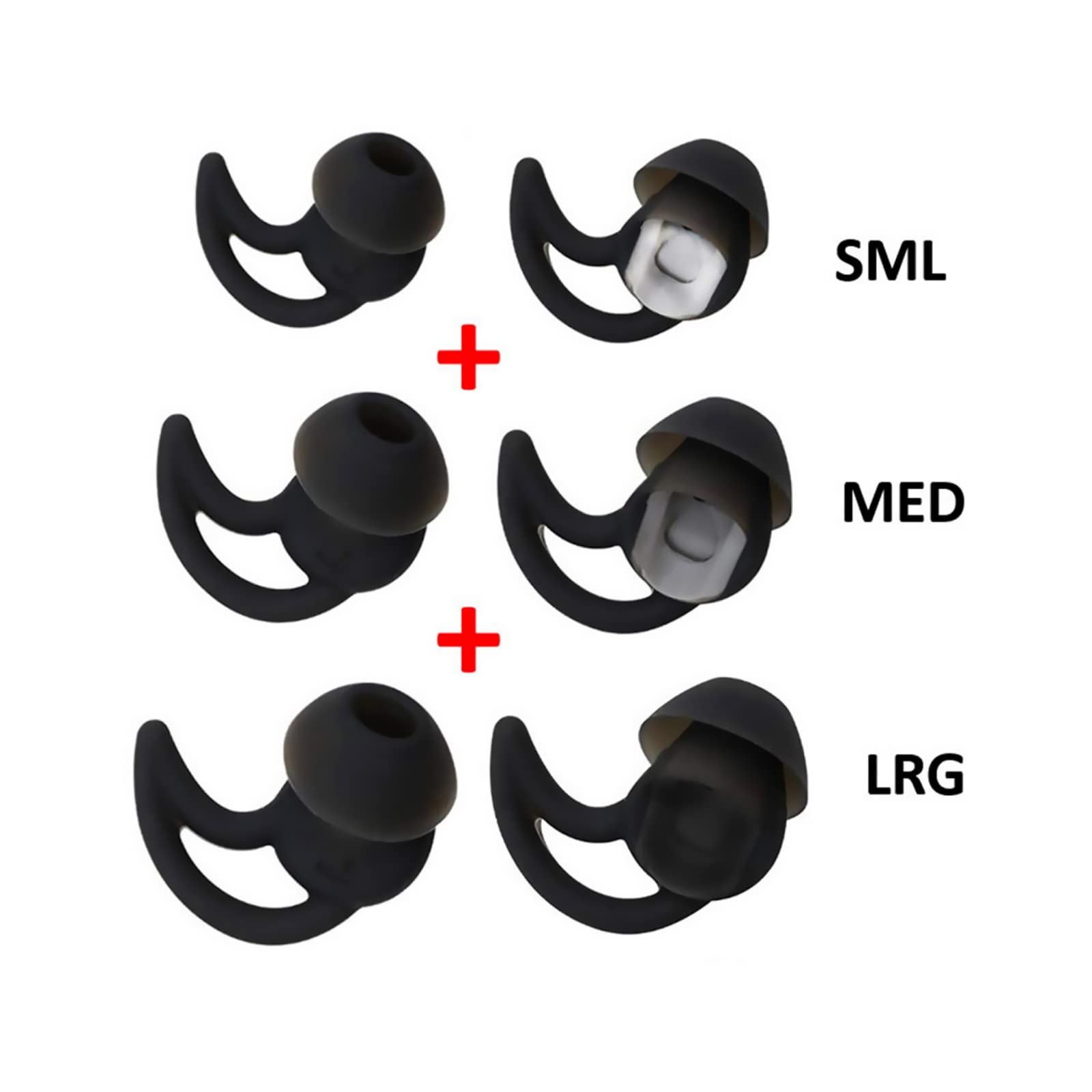 MOOKEENONE Silicone S/M/L Size Replace Earbuds for Bose QC30/QC20/QC20i/SoundSport SIE2i IE2 IE3