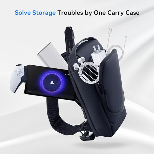 Sonicgrace Carry Case for Playstation Portal, Travel Bag for PS Portal/Nintendo Switch/OLED/Lite/Steam Deck/ASUS ROG Ally, Double-layer Leather Backpack for Game Console, AC Adapter, Dock, Accessories