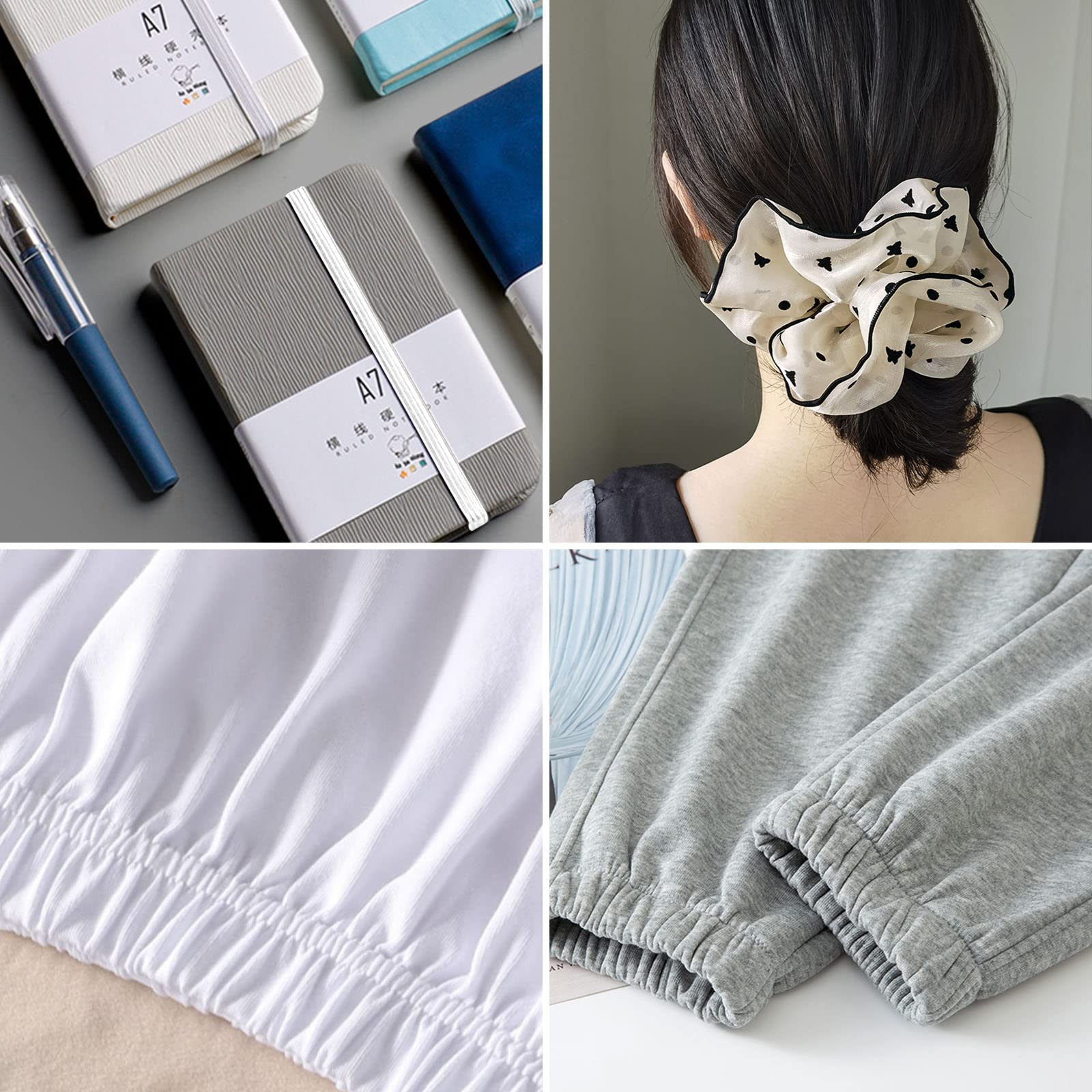 Flat Elastic Band for Sewing, 1/2 inch 50 Yards High Elasticity White Elastic Cord Elastic Rope Knit Elastic Spool for Sewing DIY Crafts(White,1/2 Inch * 50 Yard)
