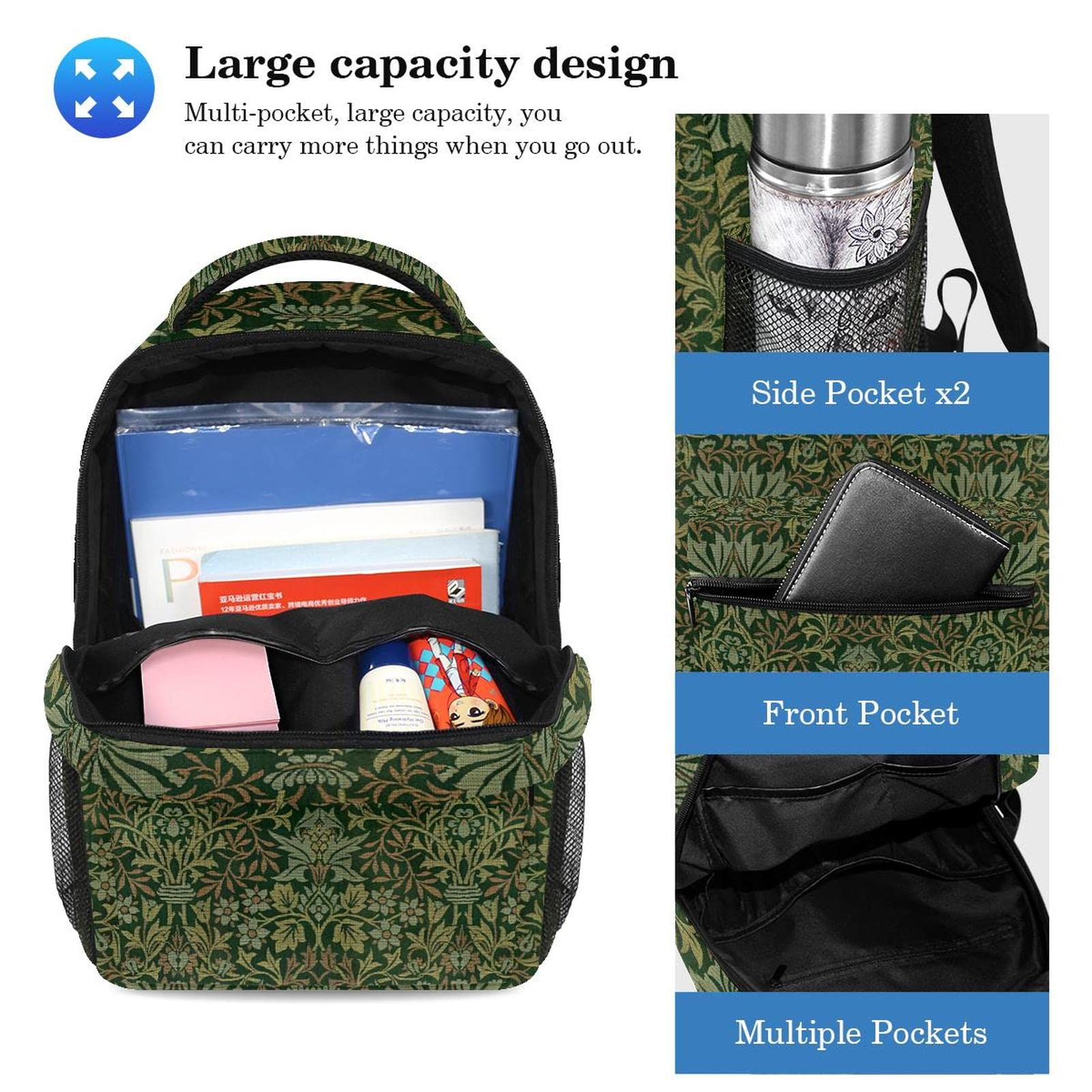 VBFOFBV Lightweight Casual Laptop Backpack for Men and Women, Vintage Army Green