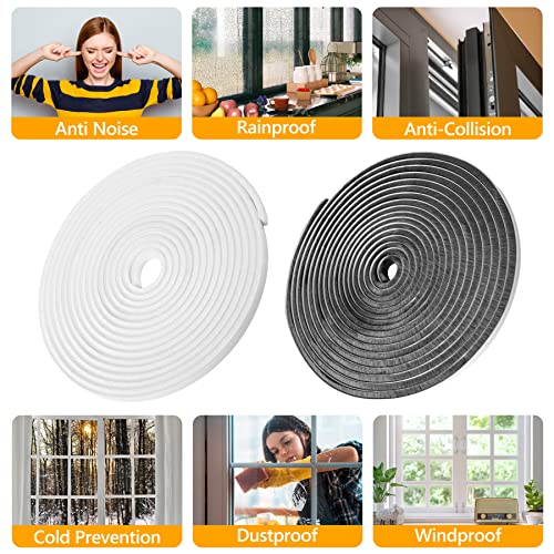 39.37FT Weather Stripping Brush for Sliding Doors and Windows, Fluffy Self-Adhesive Sealing Strips,Wind Strips, Suitable for Doors and Windows, Anti-Collision and Soundproofing(0.35''X0.19'' Grey)
