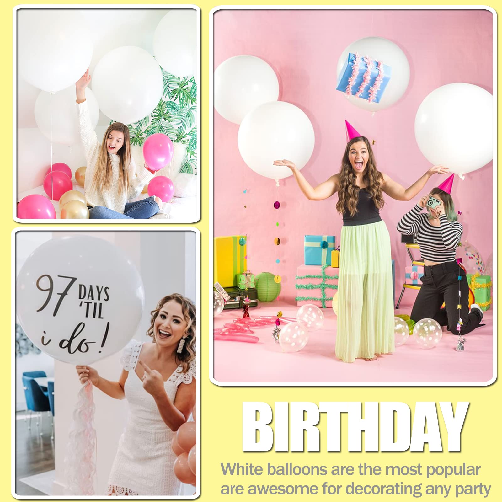 18 inch White Balloons 25 pcs Large White Latex Balloons for Baby Shower Wedding Birthday Party Decorations