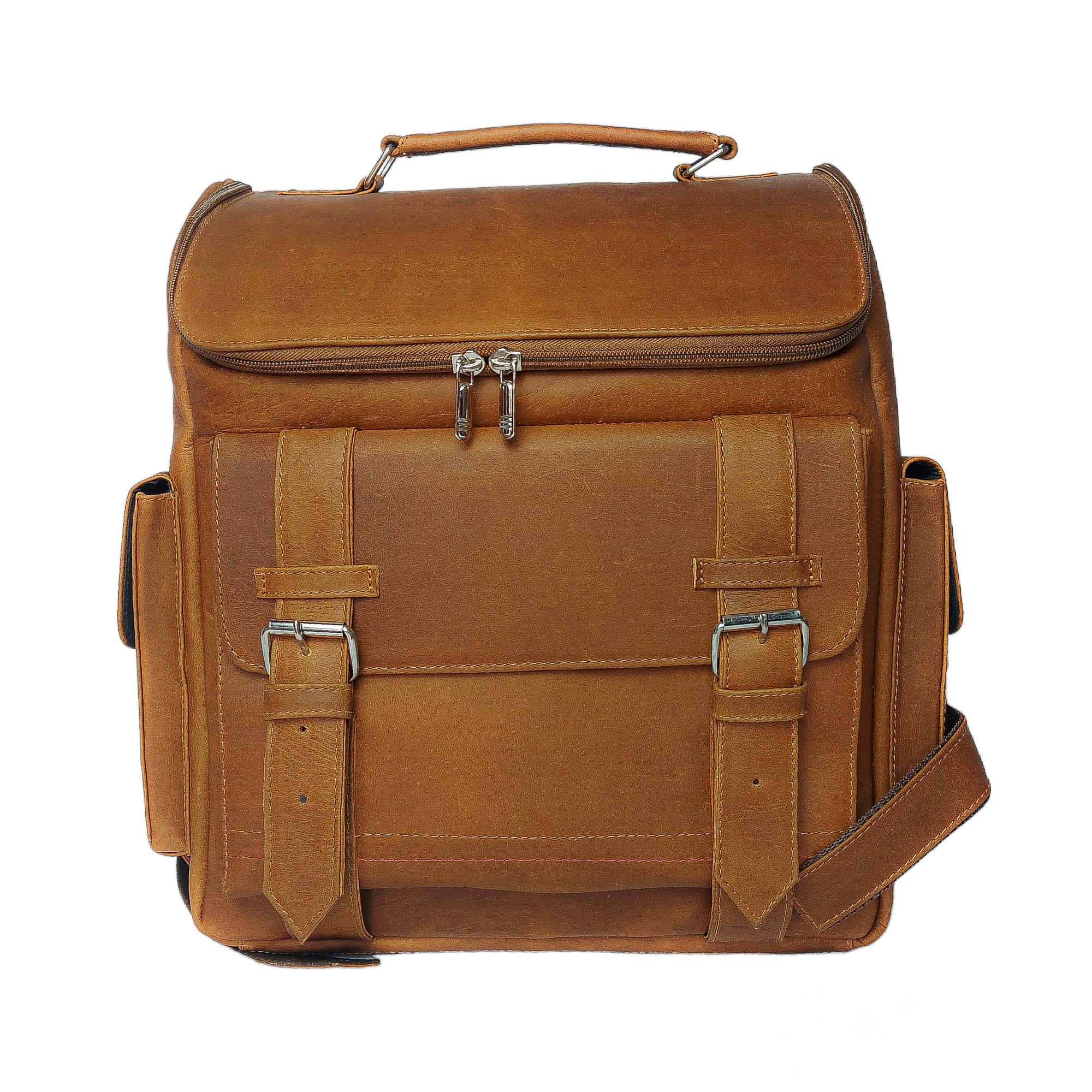 Genuie Leather Full Grain Leather Backpack for Men - 15 Inch Laptop Bag - Vintage Travel Rucksack - Casual Daypack for women (Brown)