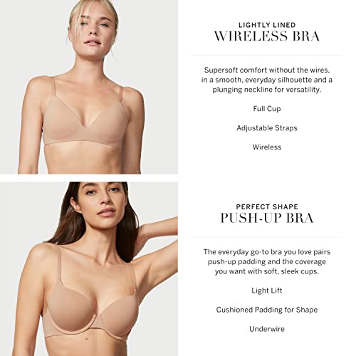 Victoria's Secret Lightly Lined Wireless T Shirt Bra, Adjustable Straps, Bras for Women, Beige (34C)