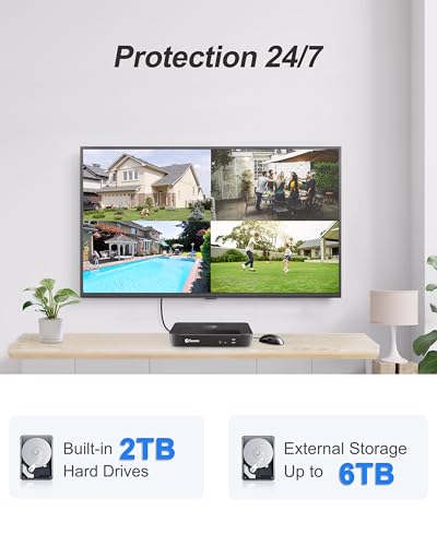 Swann 4K Master Security Camera System, 80° Wide Angle for Indoor/Outdoor Wired Home Surveillance, 8 Channel NVR with 2TB HDD, 4X Dome IP Cameras, Vandal-Resistant, Night Vision, True Detect,876804D