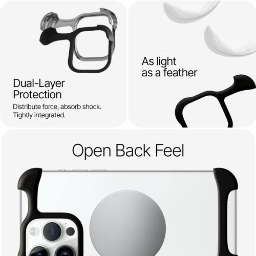 Arc Pulse Designed for iPhone 14 Pro Max Phone Case (2023), Minimalist Protective Shock Absorption Aerospace Grade Aluminum Shells + Elastomer Inlays Easy Fit 6.7 inch (Aluminum Matte Black)