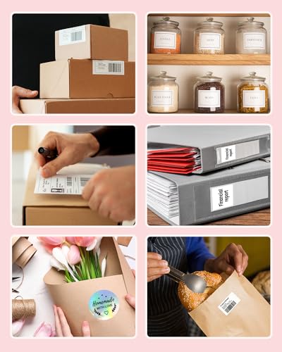Memoqueen Bluetooth Thermal Label Printer 4X6 - Wireless Shipping Label Printer for Shipping Packages and Small Business, Compatible with iOS and Android, for USPS, Etsy Amazon Shopify，Pink and White