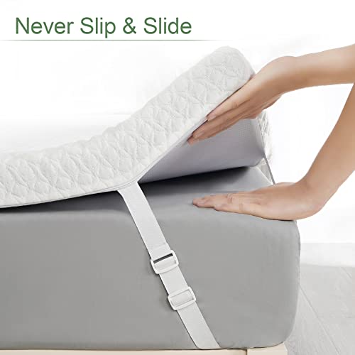 3-Inch Mattress Topper Queen Size, Assile Medium Firm Memory Foam Mattress Topper with Bamboo Cover, 2-Layer Bed Topper White