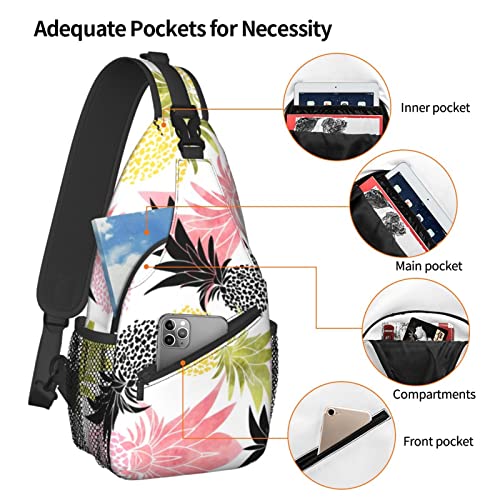 Pineapple Sling Bag for Women Chest Sling Bag Casual for Travel Hiking Gym One Size