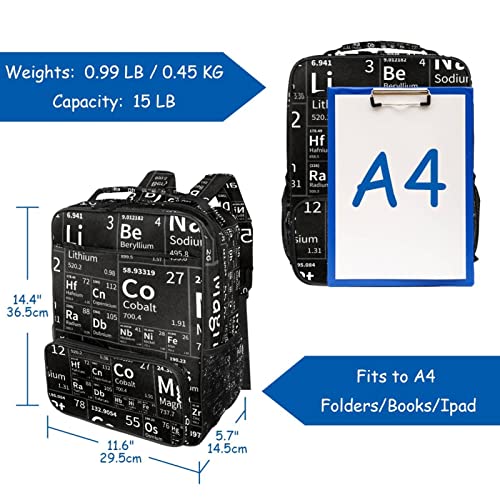 VBFOFBV Lightweight Casual Laptop Backpack for Men and Women, Blackboard Periodic Table of Chemical Elements