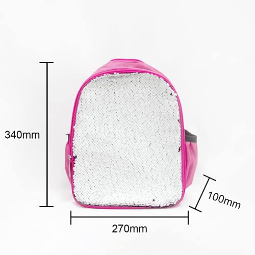 MR.R Sublimation Blanks Reversible Sequin Backpack for Girls Magic Sequin School Bag with Padded Back and Adjustable Straps,Pink,10.6x13.4 inch