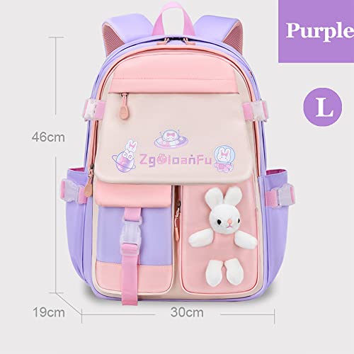 Purple Rabbit Backpack Cute Teenage Lightweight Waterproof Travel Bag Birthday Gifts Backpacks (Rabbit Purple, Large)