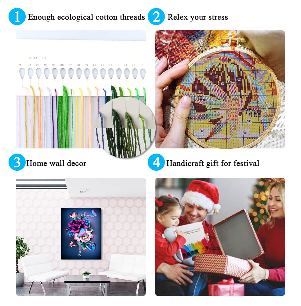 LWZAYS Cross Stitch Kits-Stamped Cross Stitch Kits for Beginners Adults 12x16inch Landscape Counted DIY Embroidery Needlepoint Kits Home Decor (YS13)