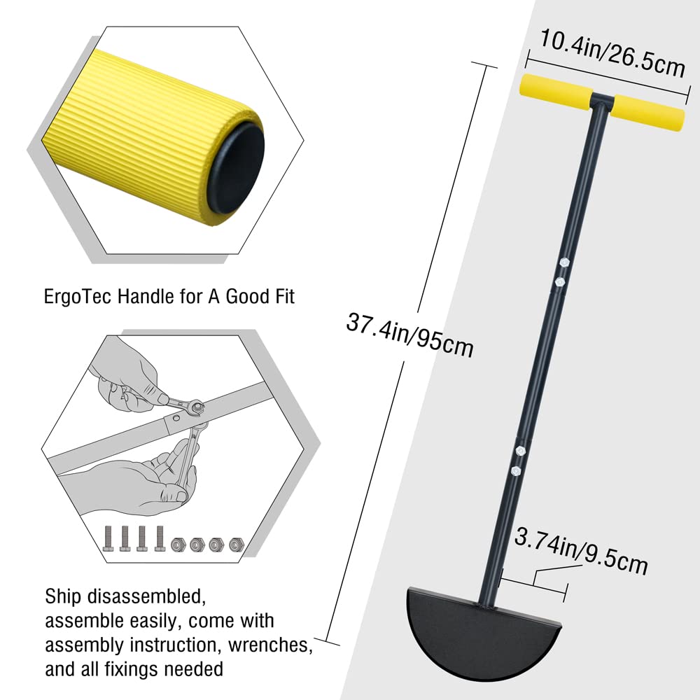 Colwelt Half Moon Edger Lawn Tool, Lawn Edgers with Soft Handle, Manual Lawn Edger for Grass, Borders Sidewalks, Driveways, Gardens, 38-Inch