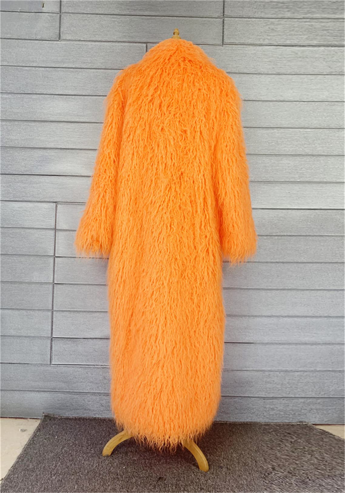 Vickstco Women's Fluffy Faux Fur Long Overcoat Winter Spring Warm Outwear Parka Coat White
