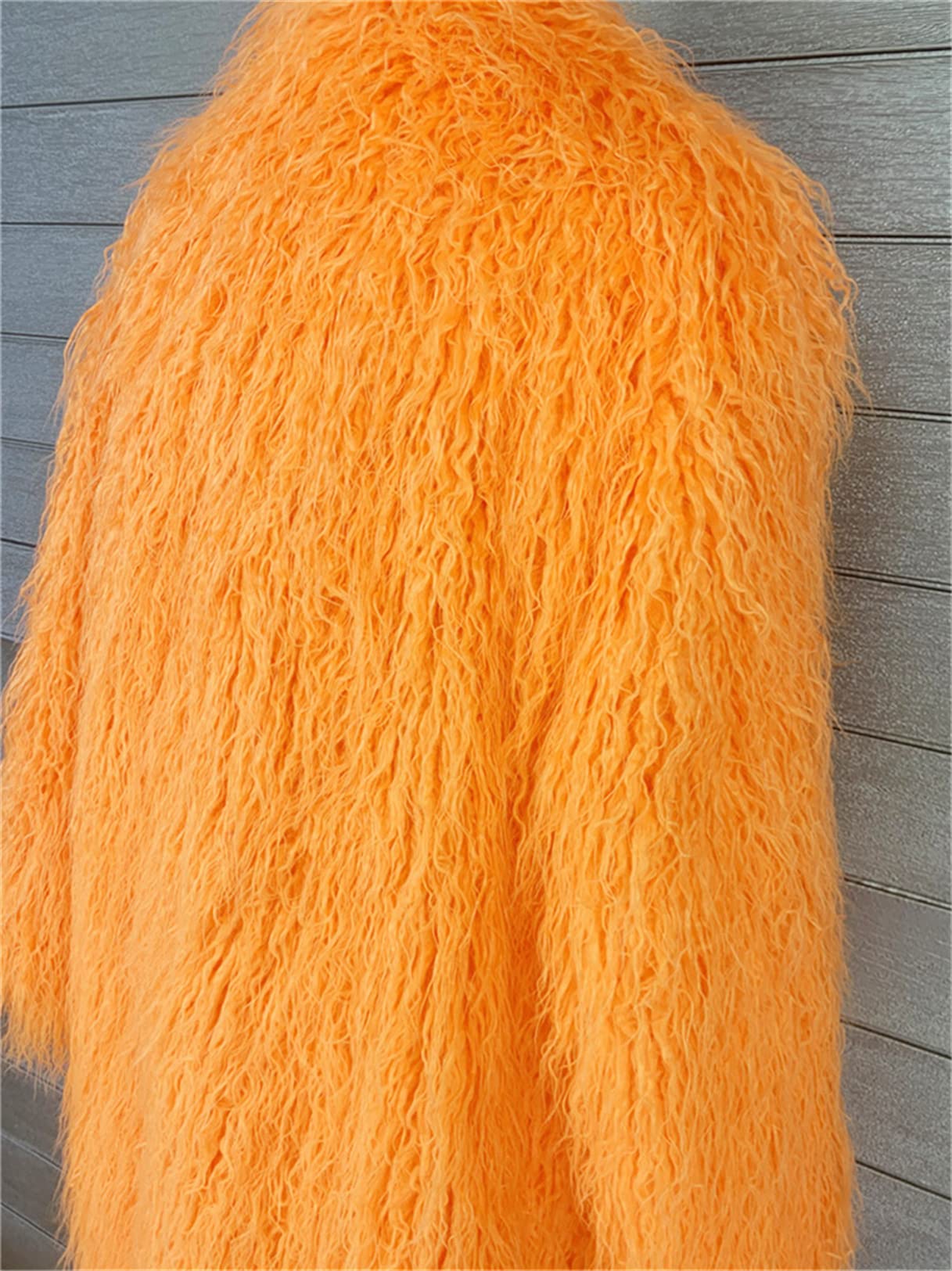 Vickstco Women's Fluffy Faux Fur Long Overcoat Winter Spring Warm Outwear Parka Coat White