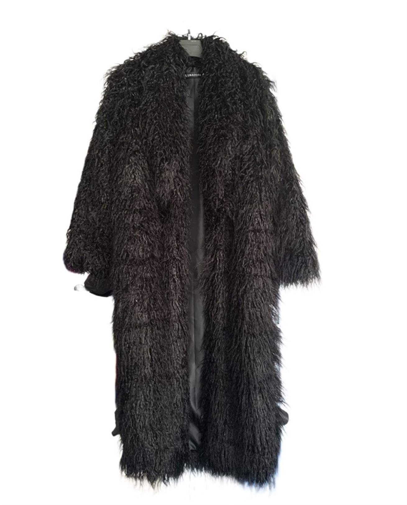 Vickstco Women's Fluffy Faux Fur Long Overcoat Winter Spring Warm Outwear Parka Coat White