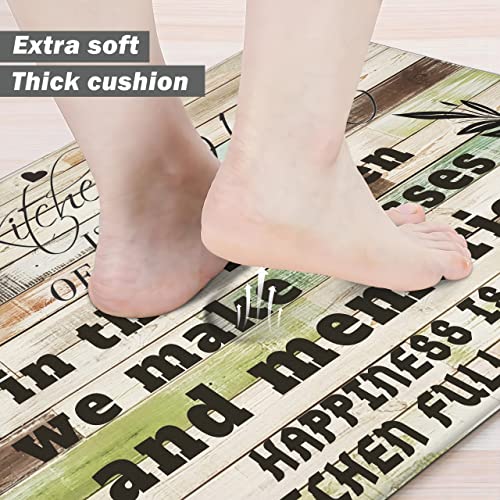 weesire Kitchen Mats for Floor Anti Fatigue Mats for Kitchen Floor Kitchen Rugs Farmhouse Style Memory Foam Kitchen Mat Cushioned PVC Leather Kitchen Rug Set, 17.3x28+17.3x47 inchs