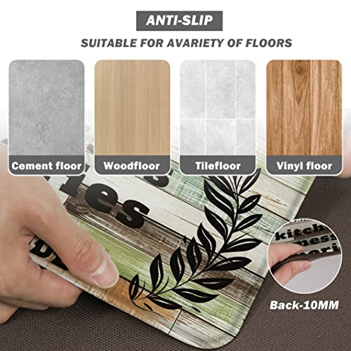 weesire Kitchen Mats for Floor Anti Fatigue Mats for Kitchen Floor Kitchen Rugs Farmhouse Style Memory Foam Kitchen Mat Cushioned PVC Leather Kitchen Rug Set, 17.3x28+17.3x47 inchs
