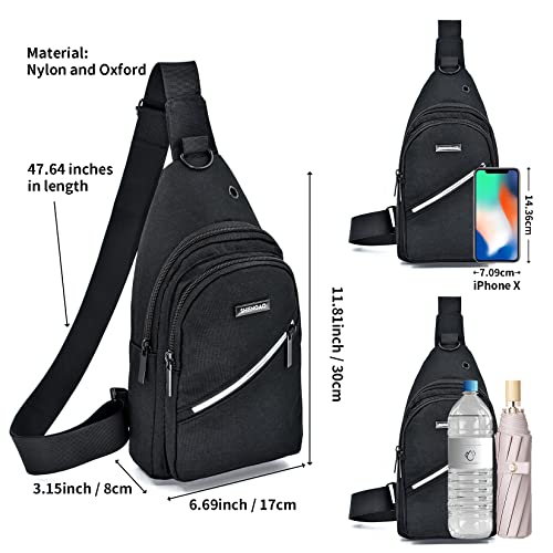 Aisijimo Small Sling Bag For Women Men Casual Crossbody Sling Backpack (Black-B)