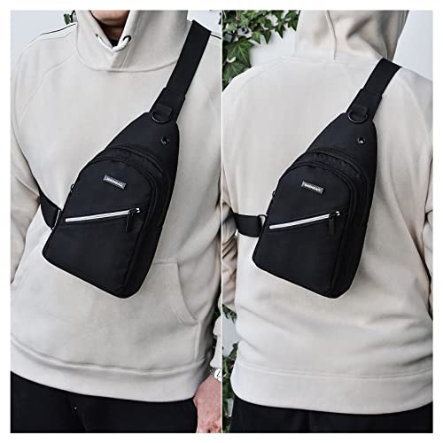 Aisijimo Small Sling Bag For Women Men Casual Crossbody Sling Backpack (Black-B)