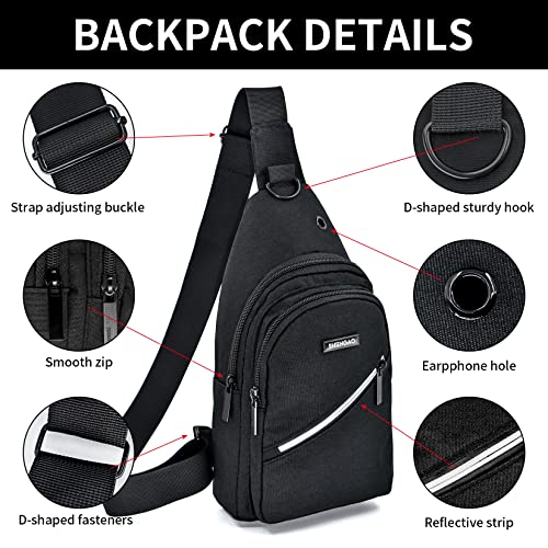 Aisijimo Small Sling Bag For Women Men Casual Crossbody Sling Backpack (Black-B)