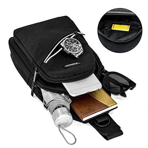 Aisijimo Small Sling Bag For Women Men Casual Crossbody Sling Backpack (Black-B)
