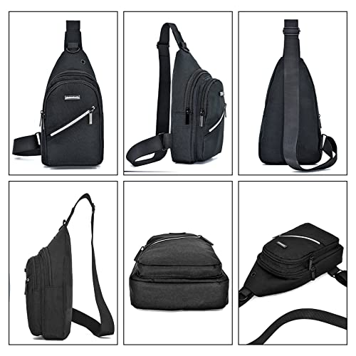 Aisijimo Small Sling Bag For Women Men Casual Crossbody Sling Backpack (Black-B)