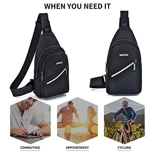 Aisijimo Small Sling Bag For Women Men Casual Crossbody Sling Backpack (Black-B)