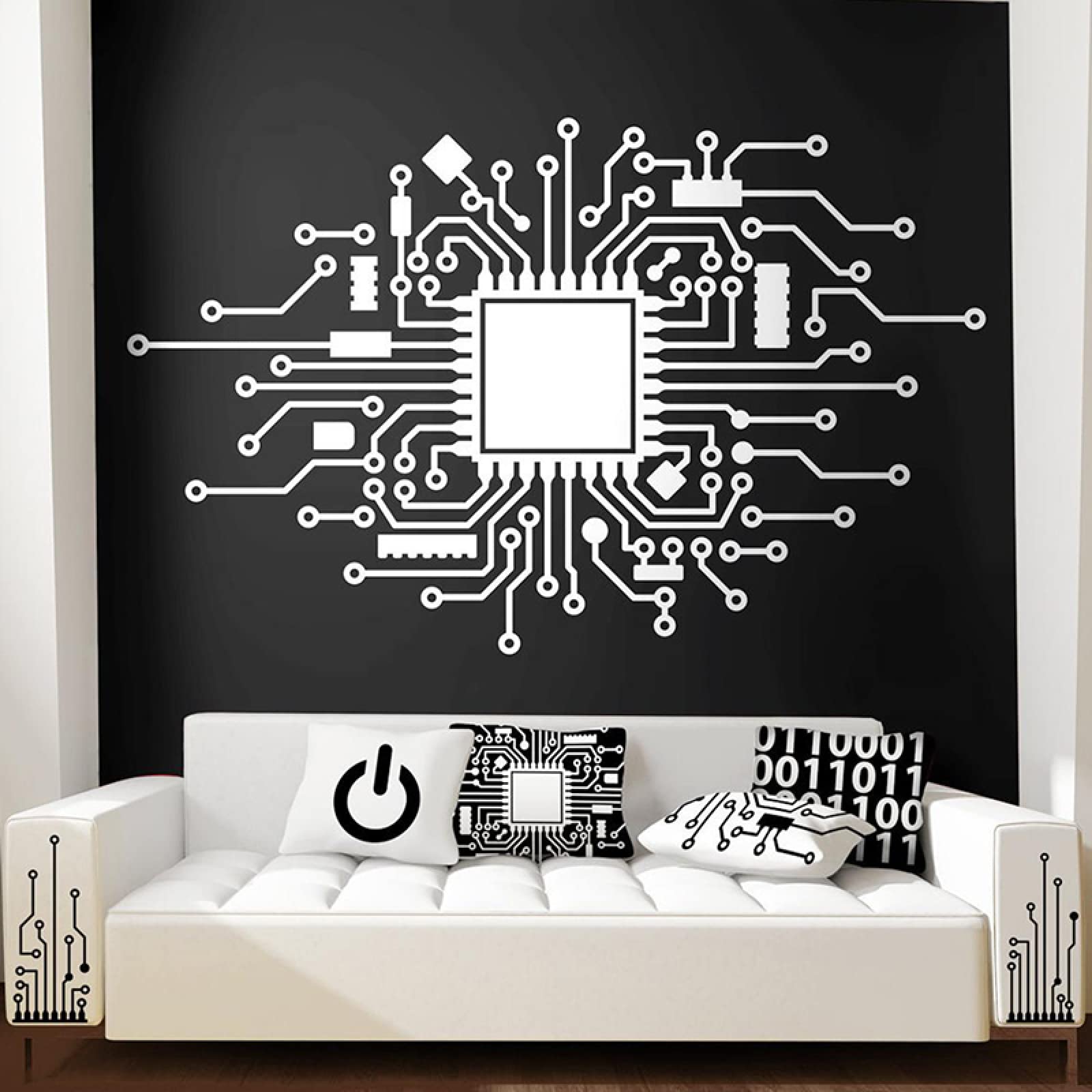 RTYUIHN Circuit Board Technology Computer Wall Sticker CPU IT Digital Music Producer Wall Decals Bedroom Vinyl Decoration