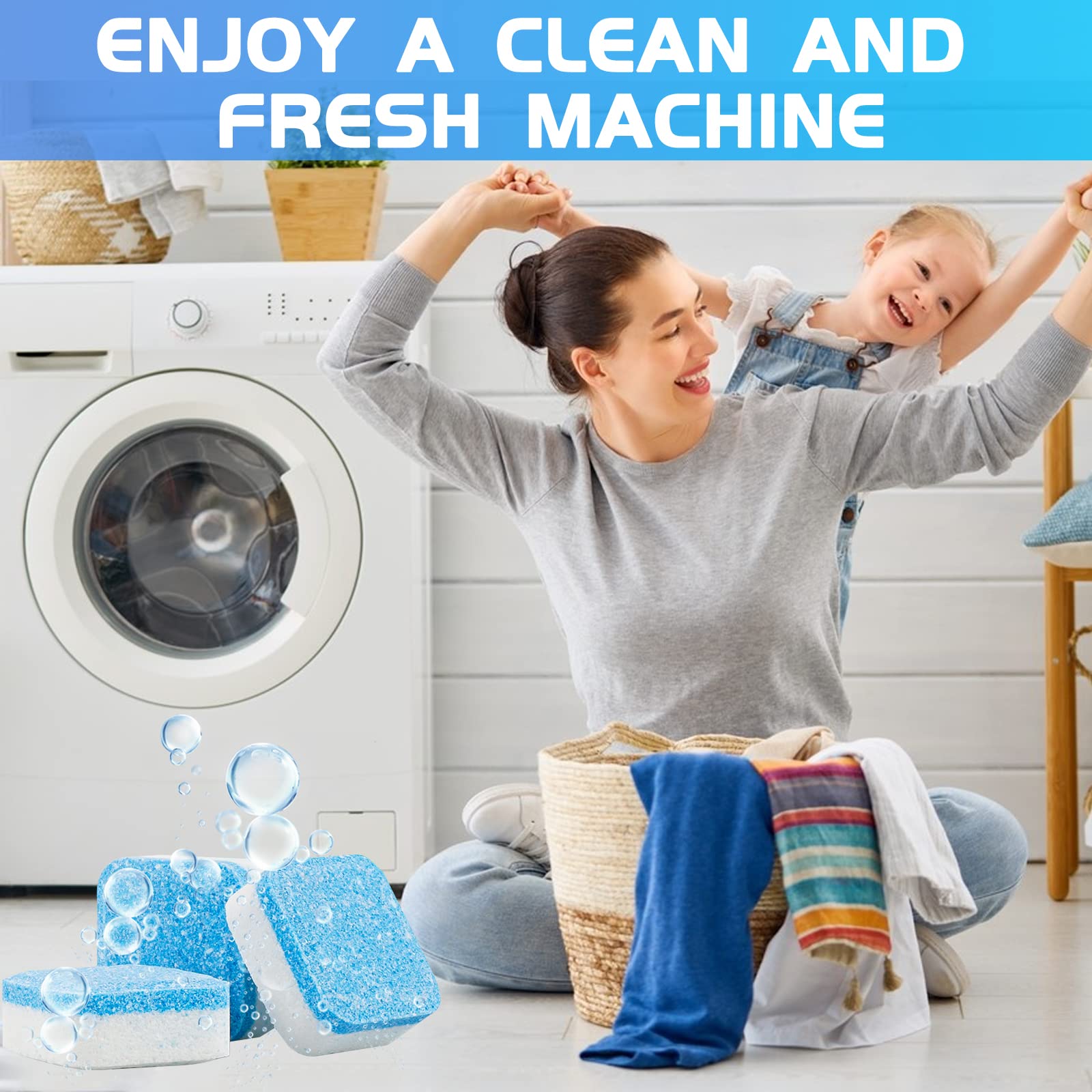 DORPETLY Washing Machine Cleaner, 32 Tablets Washer Machine Cleaner Household Supplies, Deep Cleaning Tablets for Front Loader, Top Load Washer and HE