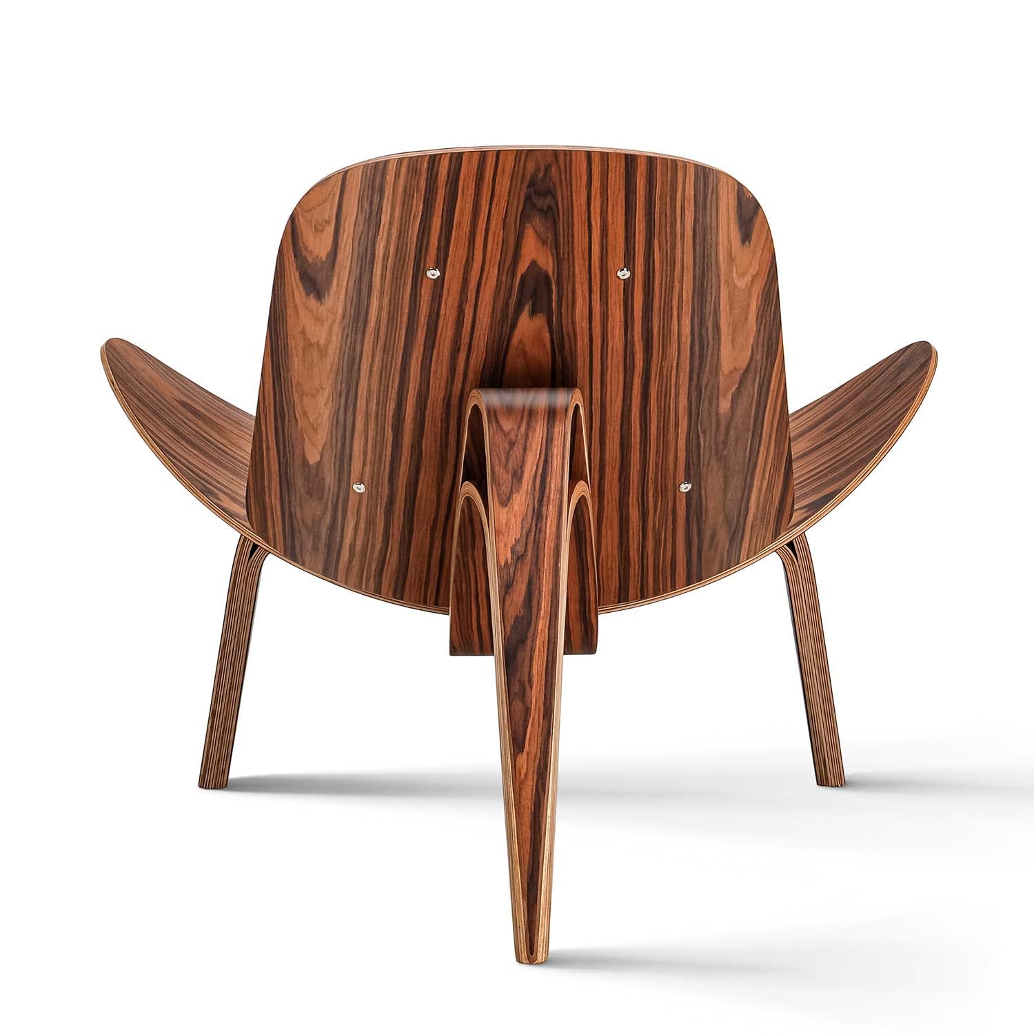 Furgle Mid Century Modern Shell Lounge Chair,PU Leather,Tripod Plywood Classic Design Solid Wood Accent Chairs for Living Room,Reading,Lounge,Office,Salon,Style-17