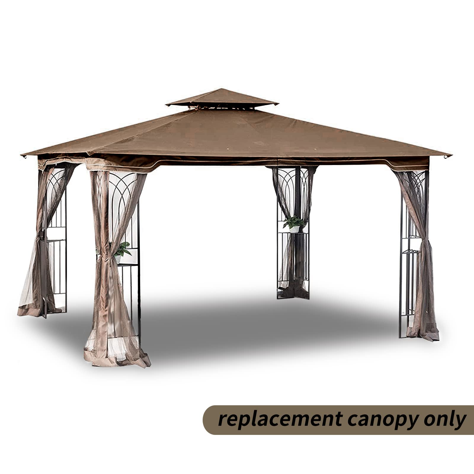 ISAGAPOY Replacement Canopy Top Cover for Garden Canopy Cover Roof with Air Vent for Gazebo (L-GZ798PST-E) Brown