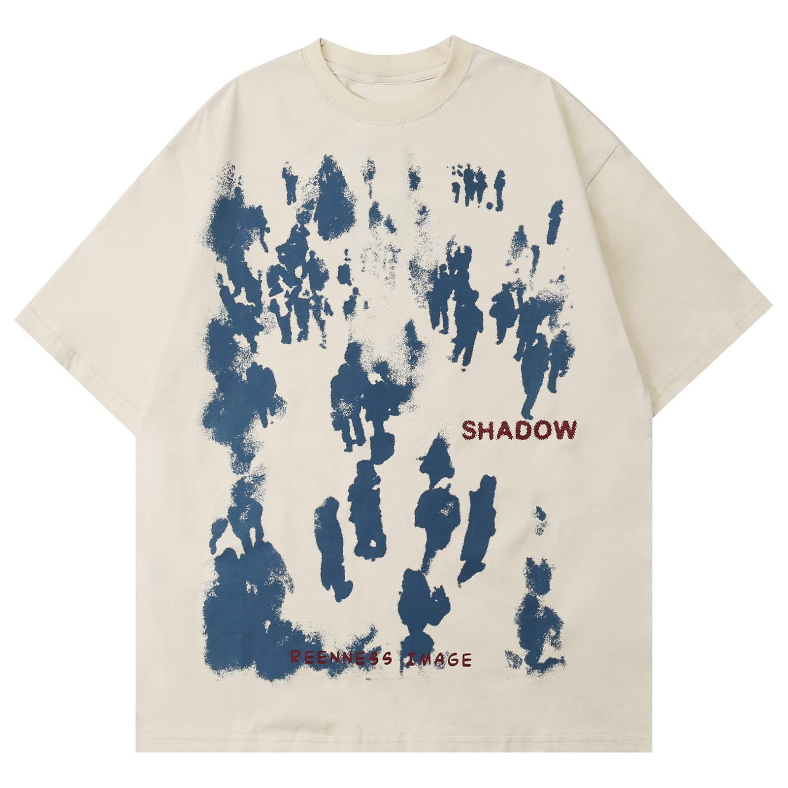 Vamtac Graphic Tees Men Vintage Oversized Y2K Graffiti Print Summer Short Sleeve Streetwear T Shirts for Women Apricot