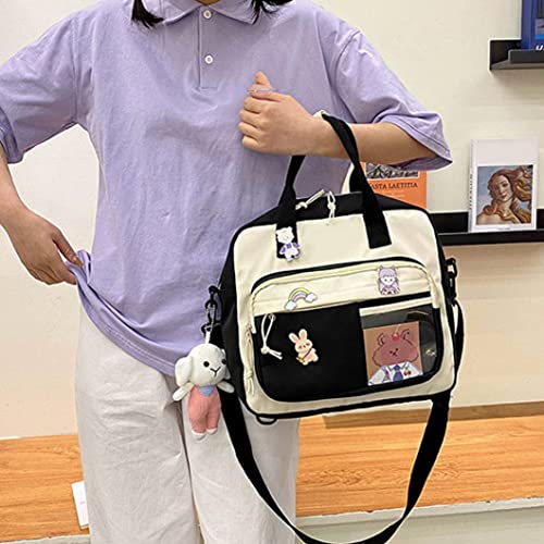 Eaarliyam Backpack with Pin and Accessories Girl Backpack Cute Shoulder Tote Bag Laptop Schoolbag for Students Backpack, Cute Backpack Black