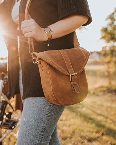 Gusti bag Leather-Félicia B. adapter Handlebar bag shoulder bag satchel cross body bag bike bag incl. KLICKfix plate leather bag brown leather