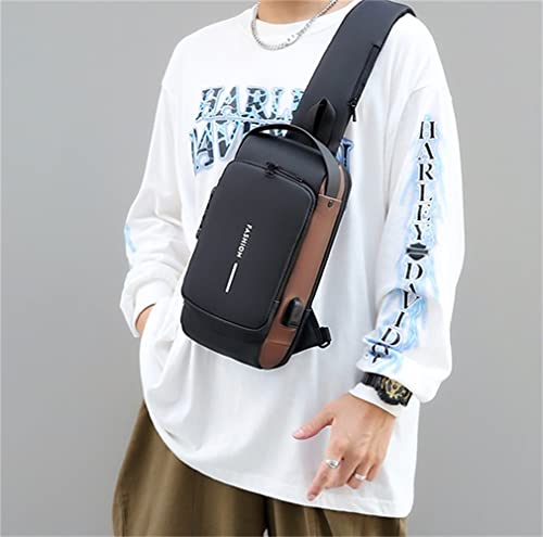 Anti-theft Sling Bag Waterproof Backpack with USB Charging Port,Combination Lock Sling bag suit for 7.9 inch Ipad,Casual Daily Sling Bag (Black-2)