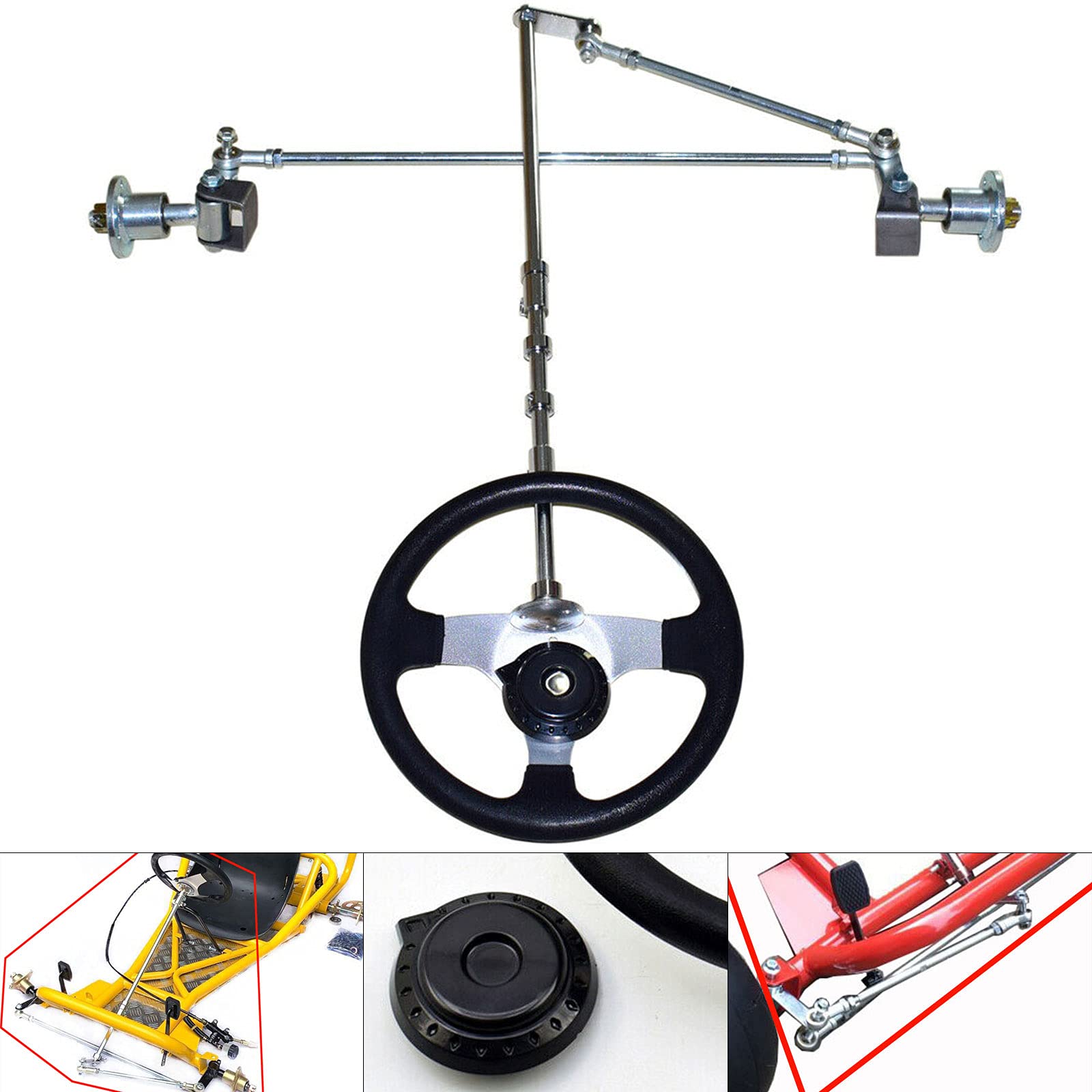CHUNILLE Front Axle Kit Front Steering Assy Tie Rod Wheels Go Kart Drift Ball Joint For 168cc ATV Quad Go Kart Cart
