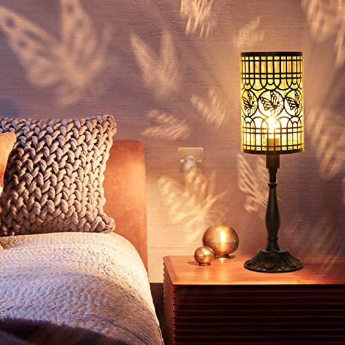 PHYLEKO Table Lamp, Bedside Lamps Battery Operated Lamp with LED Bulb for Home Decor, Small Table Lamp Cordless Lamp with Butterfly Pattern Night Light for Bathroom,Livingroom,Windowsill,Shelf