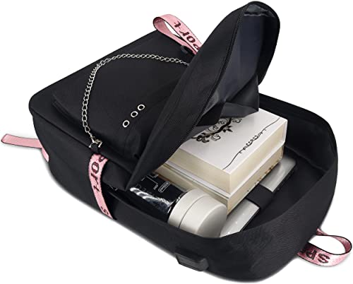 Roffatide Anime Jujutsu Kaisen Backpack Gojo Satoru Book Bag Laptop School Bag with USB Charging Port and Headphone Port