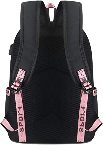 Roffatide Anime Jujutsu Kaisen Backpack Gojo Satoru Book Bag Laptop School Bag with USB Charging Port and Headphone Port