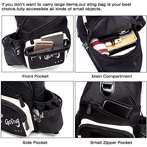 Casual Sling Bag for Women Men, Small Chest Pack for Travel Sport College School (Keep Going)