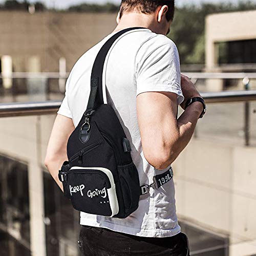 Casual Sling Bag for Women Men, Small Chest Pack for Travel Sport College School (Keep Going)