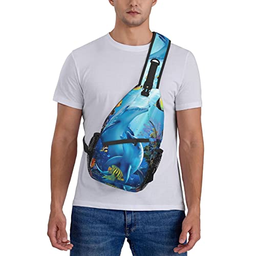Dolphin Sling Bag Crossbody Chest Daypack Casual Backpack Animal Shoulder Bag For Travel Hiking Picnic