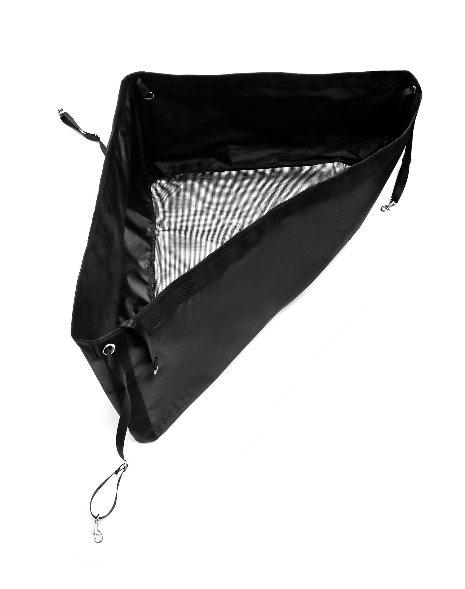 QWORK Corner Hay Feeder Bags, 2 Pack Large Capacity Hay Bag for Horse, Reduces Waste, with Mesh Bottom and Snap Closure, for Horse Trailer Stalls, Black