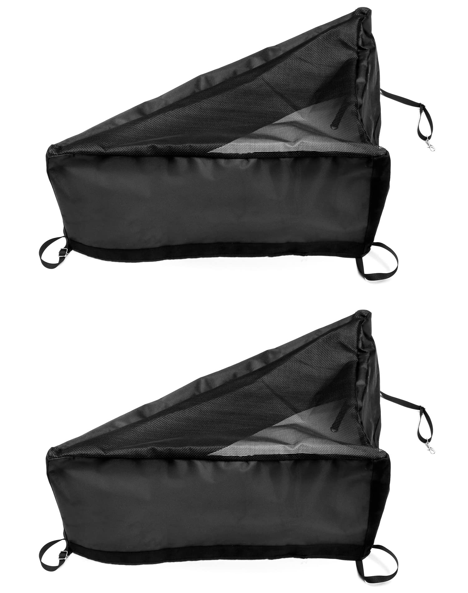 QWORK Corner Hay Feeder Bags, 2 Pack Large Capacity Hay Bag for Horse, Reduces Waste, with Mesh Bottom and Snap Closure, for Horse Trailer Stalls, Black