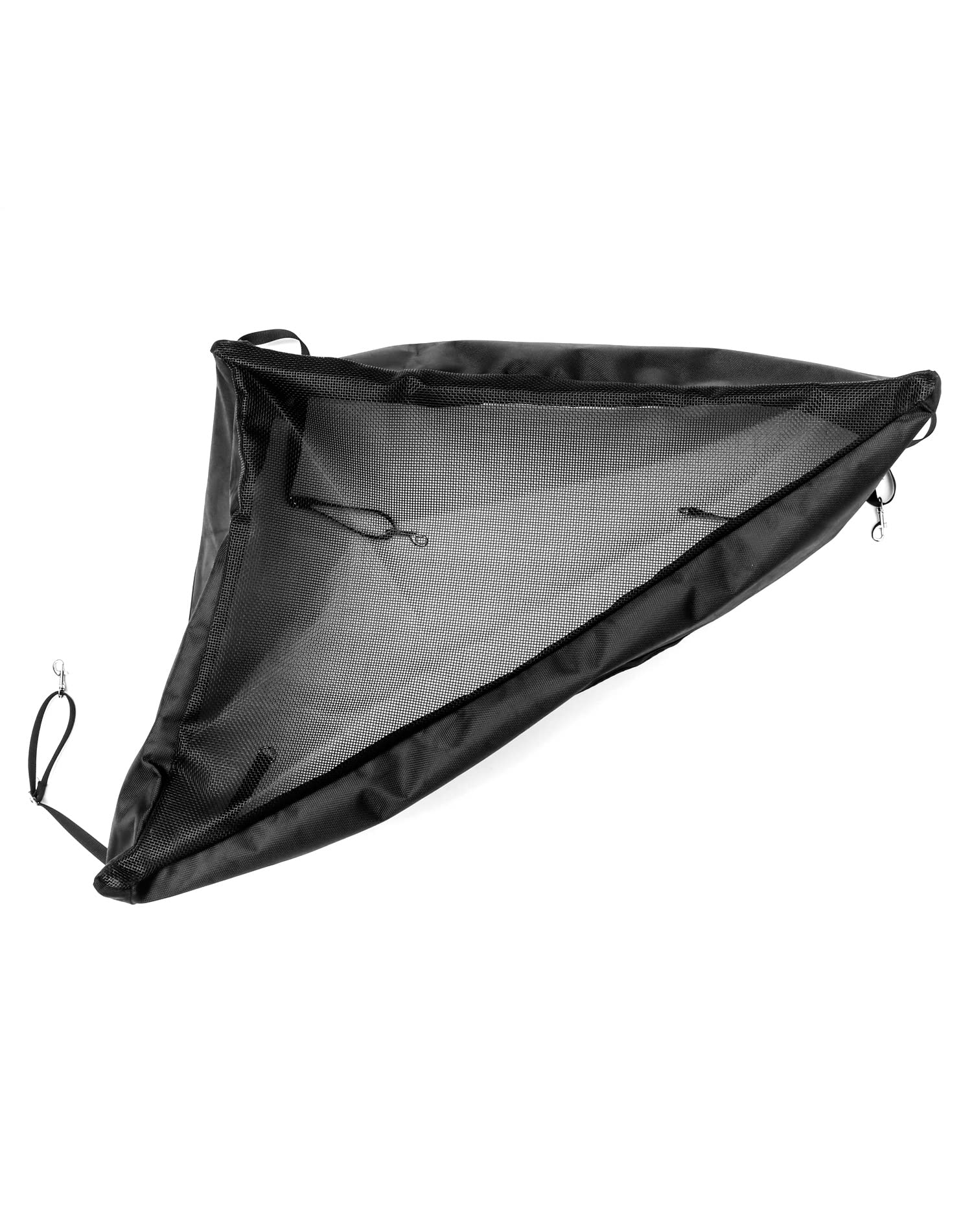 QWORK Corner Hay Feeder Bags, 2 Pack Large Capacity Hay Bag for Horse, Reduces Waste, with Mesh Bottom and Snap Closure, for Horse Trailer Stalls, Black