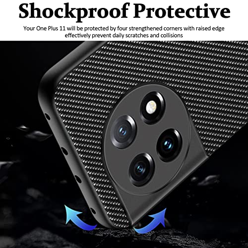 Miimall Compatible for One Plus 11 5G Leather Case, with Carbon Fiber Pattern, Anti-Fingerprint Ultra-Thin Lightweight Shell, Full Coverage Shockproof Cover Case for One Plus 11 5G, 2023(Black&Red)