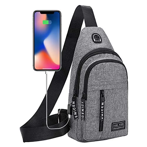 Ausyst Multipurpose Crossbody Chest Bag Waterproof Strap Bag with USB Hole & Headphone Hole Sport Outdoor Hiking Backpack
