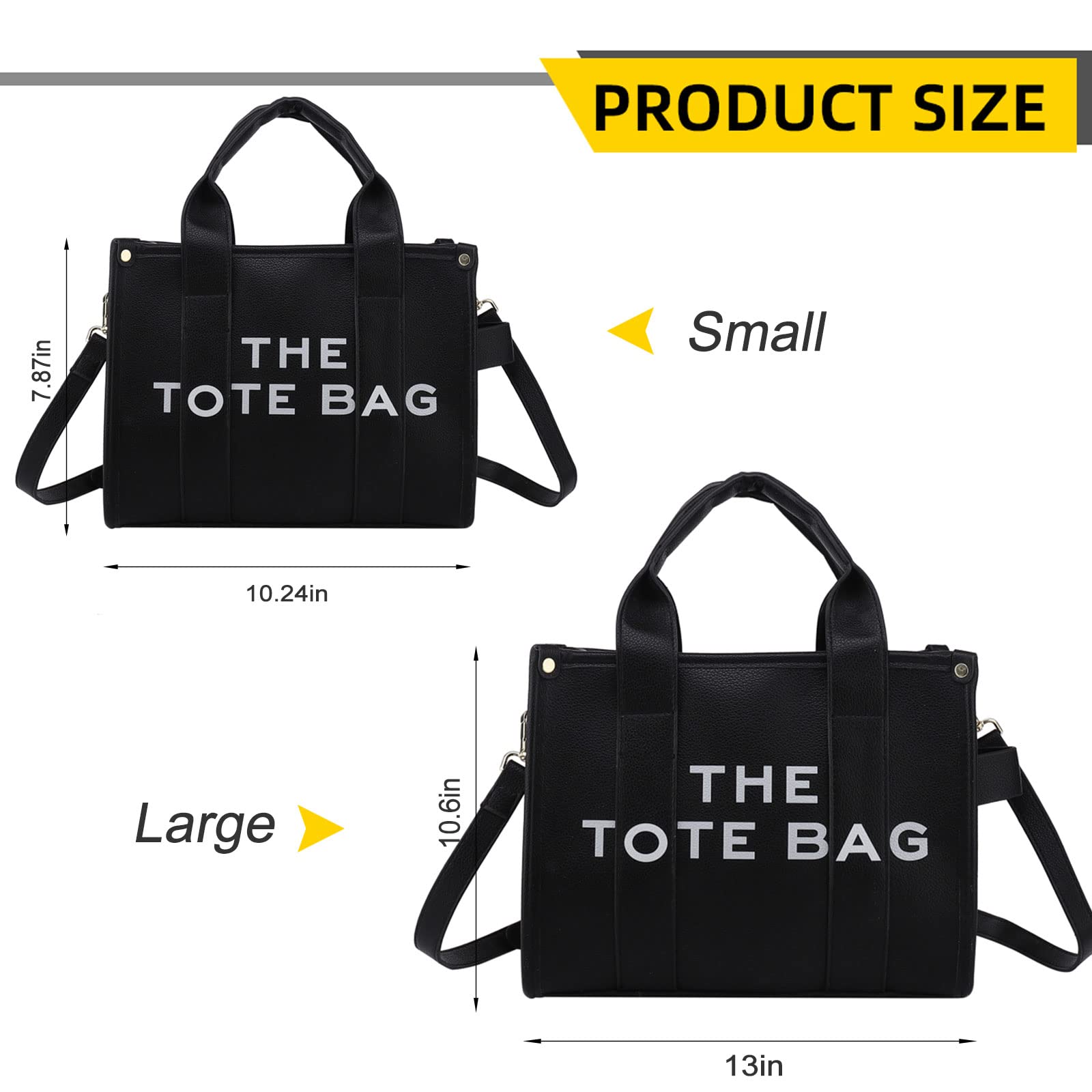 Yaopeing Tote Bag for Women,PU Leather Personalized Trendy Tote Bag,Crossbody Handbags or Handle Bag for Work Travel,Small Black